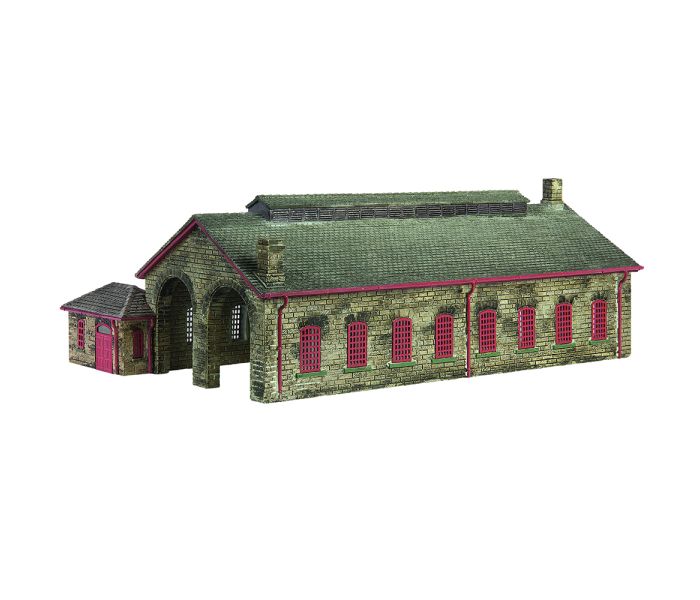 Scenecraft Two Road Stone Engine Shed Red (Pre-Built)-Graham Farish-42 ...