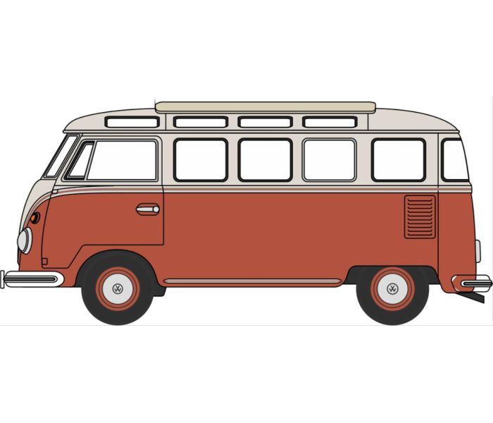 VW T1 Samba Bus Sealing Wax Red/Beige Grey-Oxford Diecast-NVWS001 ...