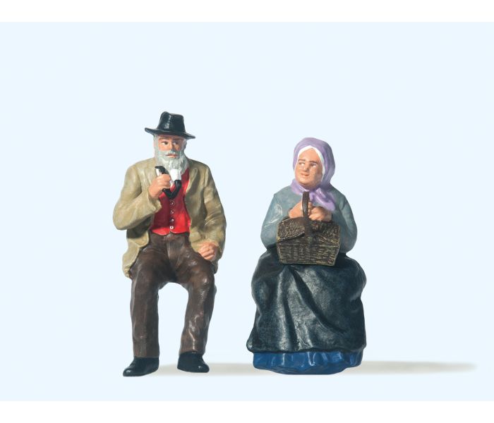 Seated Farmer and Wife Figure Set-Preiser-45045 | Gaugemaster