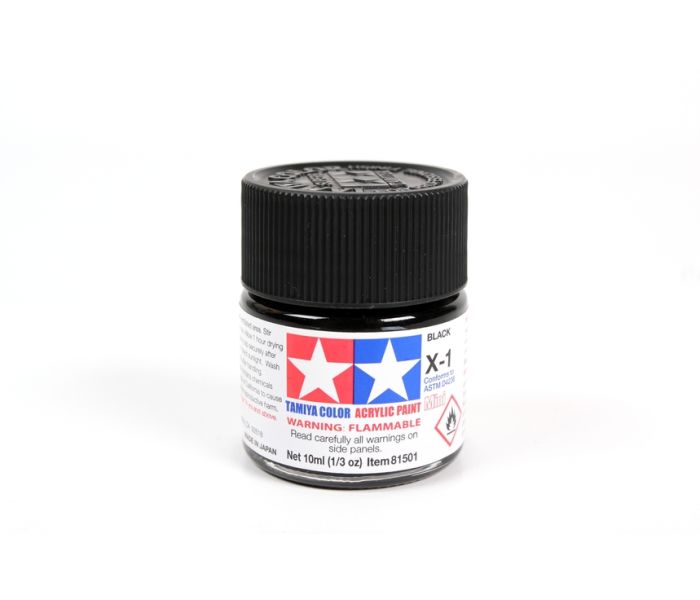 X1 Black Acrylic Paint 10ml-Tamiya-81501 | Gaugemaster
