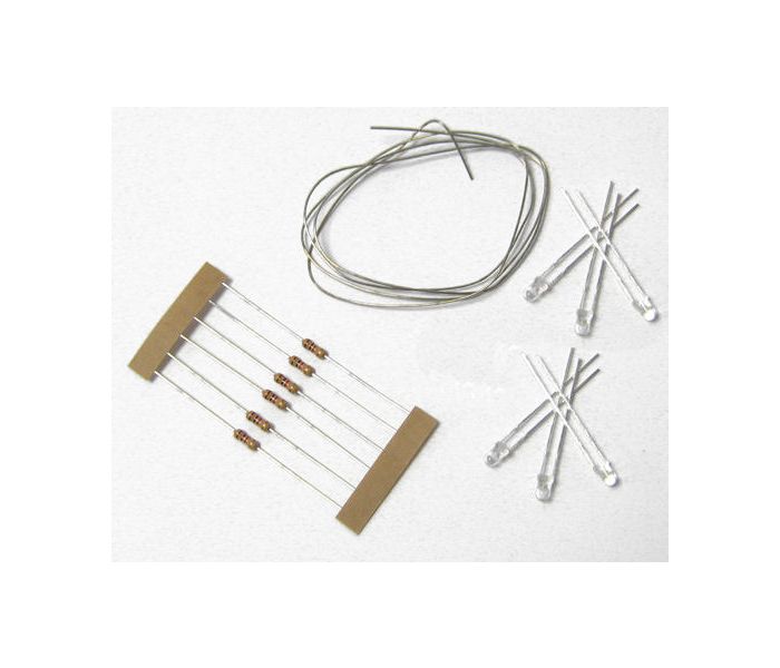 LED Pack Warm White (6) with Resistors & Tinned Wire-Train Tech-LED11 ...