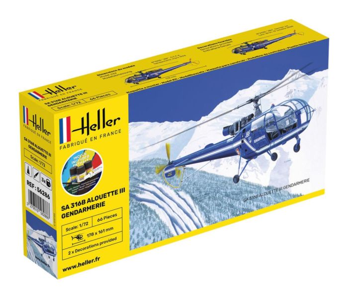 Aerospatiale SA 316B Aloutte III Gendarm Starter Kit (1:72)-Heller ...