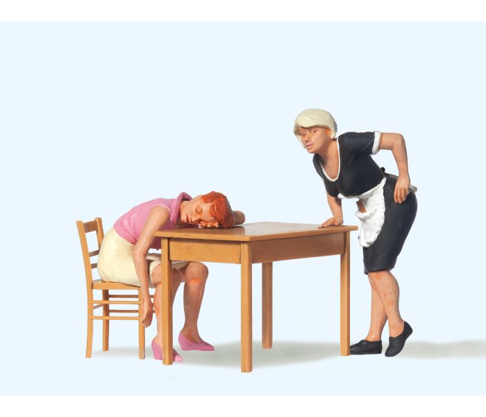 Sleeping Diner and Waitress Figure Set-Preiser-45145 | Gaugemaster