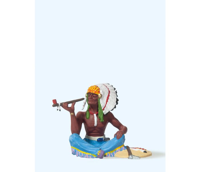 Native American Chief Sitting with Peace Pipe Figure-Preiser-54620 ...